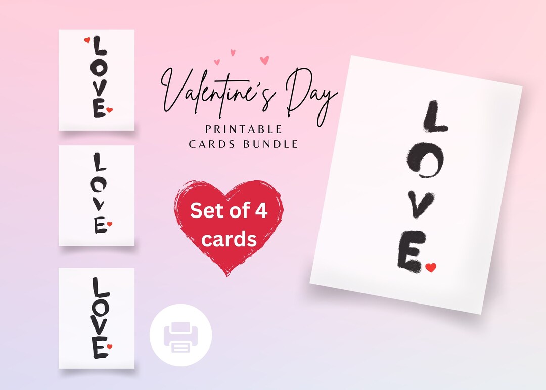 Printable Valentine Cards for School, Valentines Day Card, Simple ...