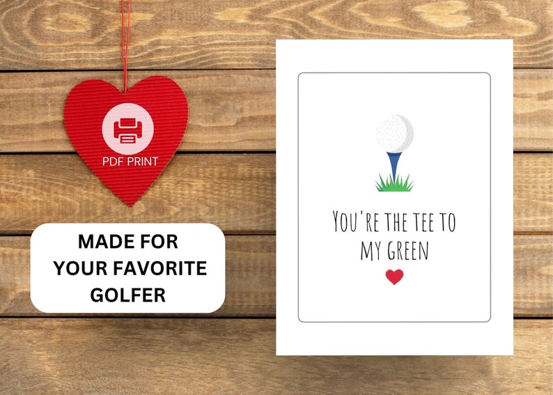 Printable Valentine Cards for Husband, Valentines Day Card, Golf Themed ...