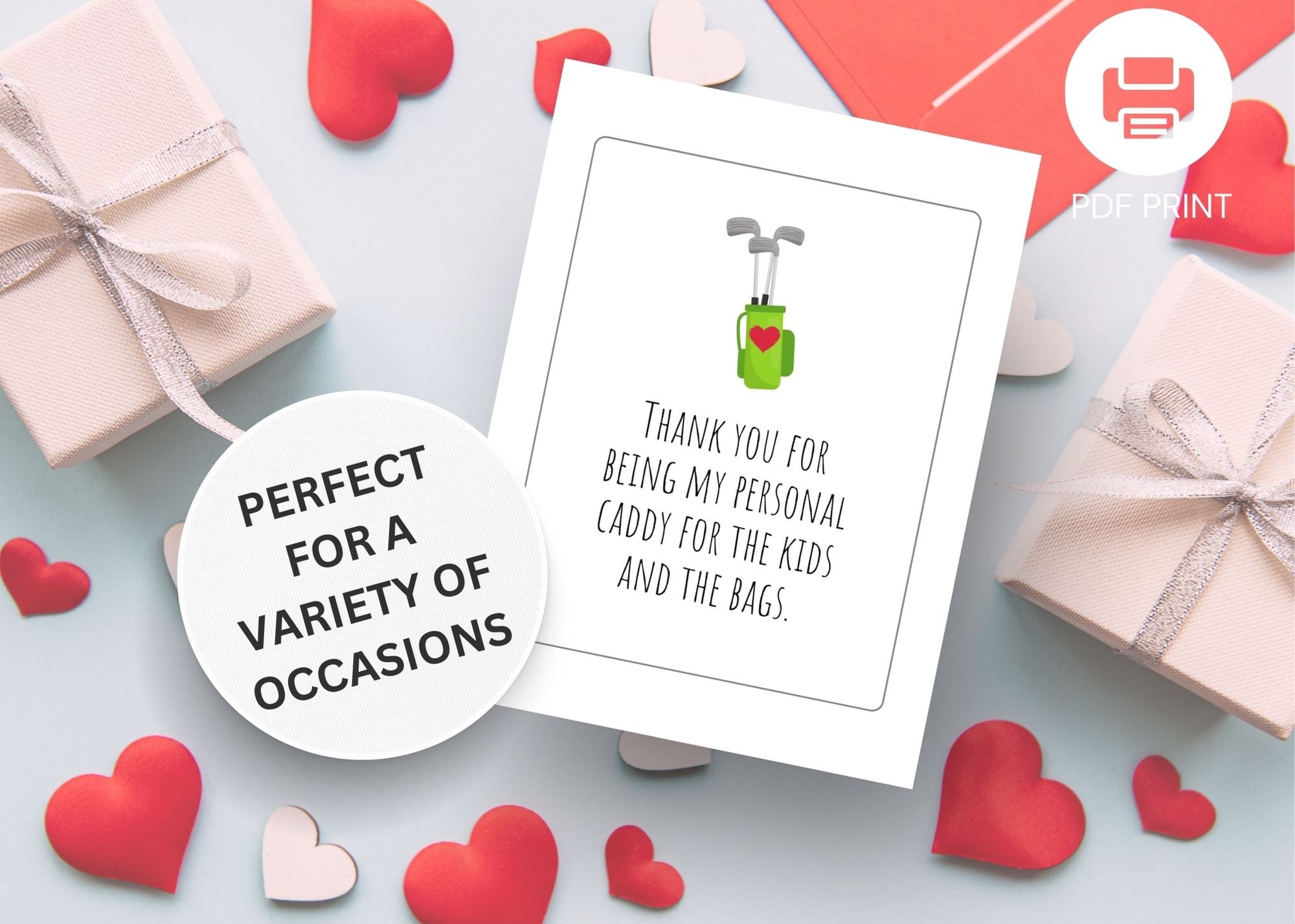 Printable Valentine Cards for Husband, Valentines Day Card, Golf Themed ...