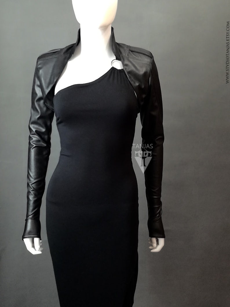 Leather Rocker Bolero Jacket With Long Fitted Sleeves Biker - Etsy