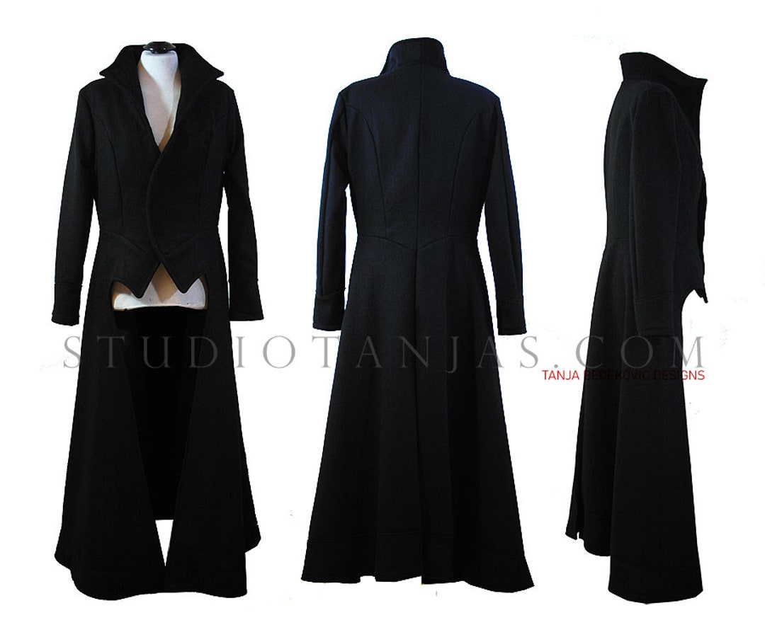 Goth Coat | Long Winter La Coat | Ankle Length Longline Wool Gothic ...