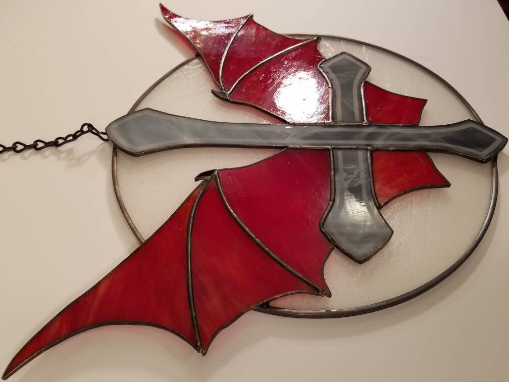 Castlevania Cross With Wings Stained Glass | Etsy