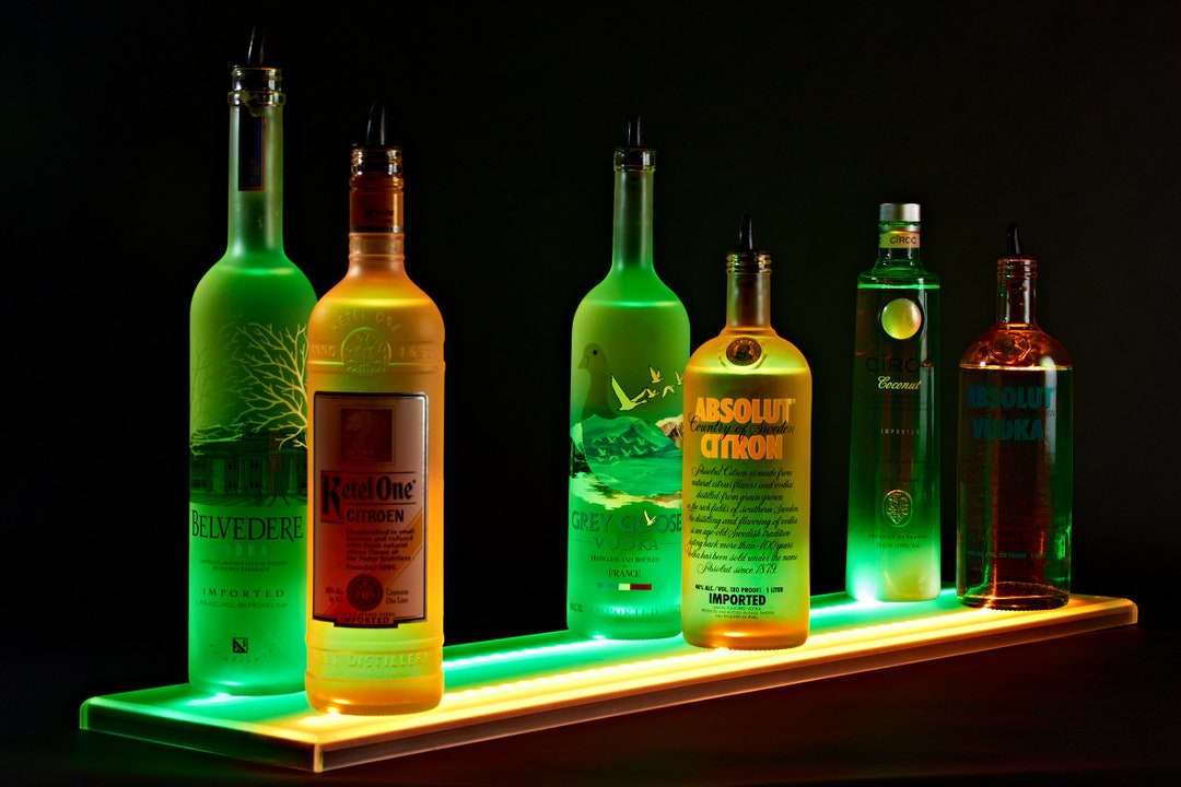 4' Double Wide Wall Mounted LED Bottle Shelf 48 - Etsy