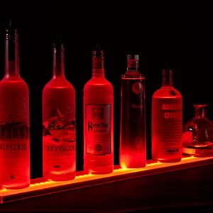 5' Wall Mounted LED Lighted Liquor Shelf Bottle Display With Wireless ...