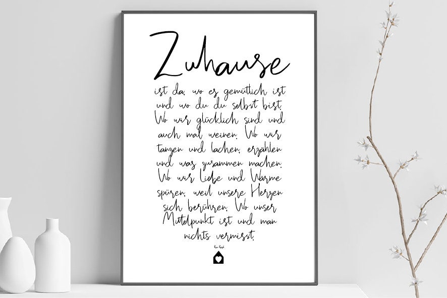 Print Gedicht Zuhause - Heimat - Poesie - Familie - Geschenk Einzug ...