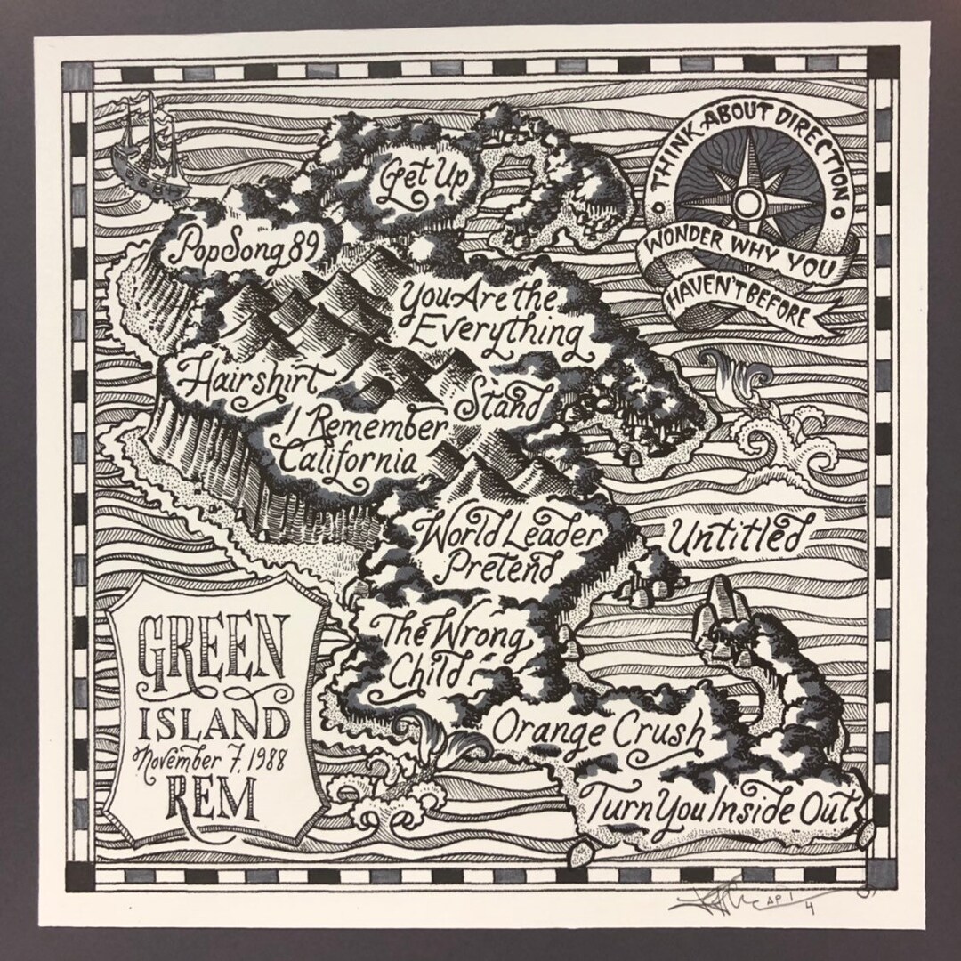 Green by REM: Musical Map - Etsy