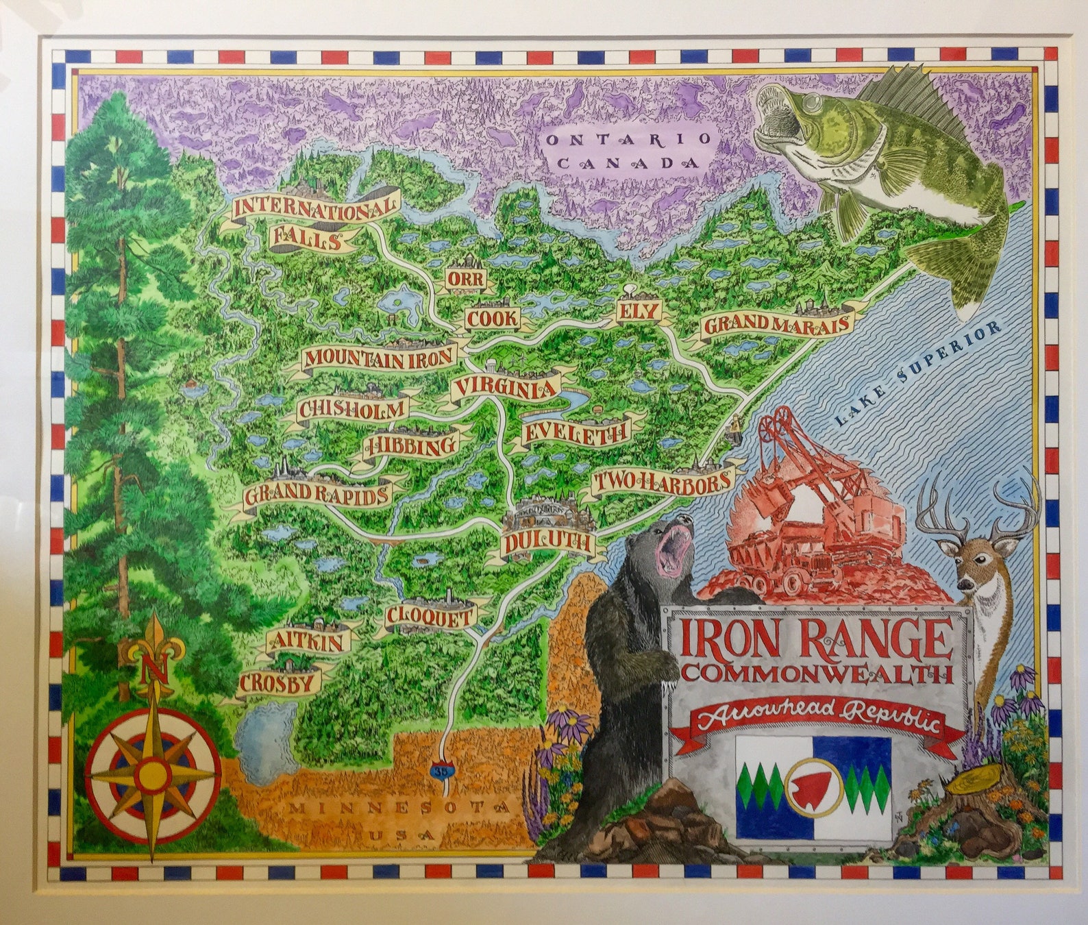 Map of the Iron Range Commonwealth: the Arrowhead Republic - Etsy