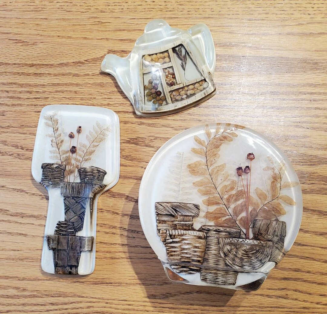 1970s Lucite Resin Kitchen Set Napkin Holder Spoon Rest Tea - Etsy