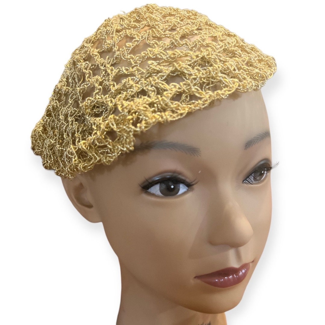 Glam 1970’s Gold Metallic Crochet Beret, Pristine Condition, OSFM - Etsy