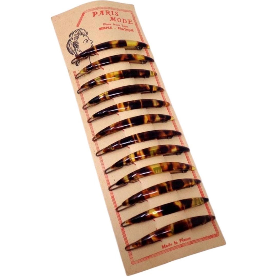 One Pair of 1930’s Vintage Celluloid French Hair Clips, Curved ...