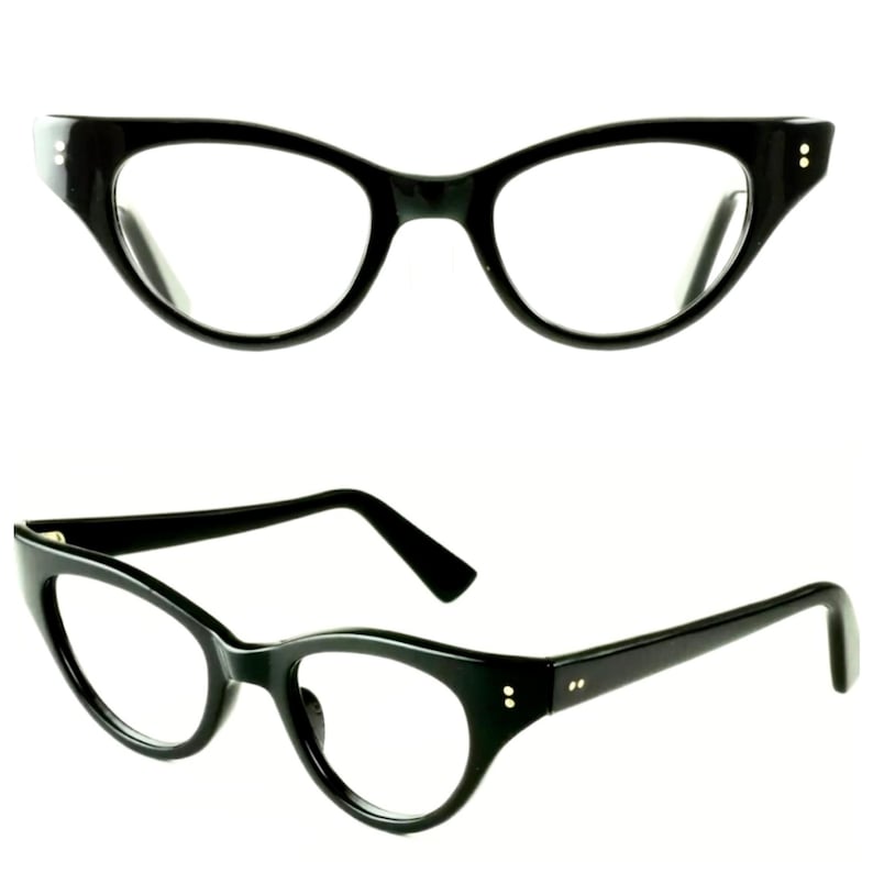 1950’s Jet Black Cateye Eyeglasses Frames, Extreme Cateye, Rockabilly ...