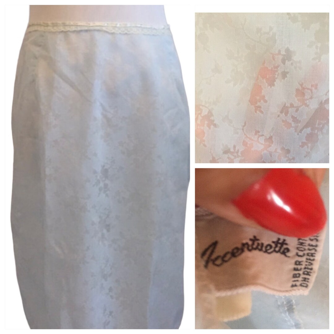 1960's French Floral Half Slip Baby Blue Semi Sheer Half - Etsy