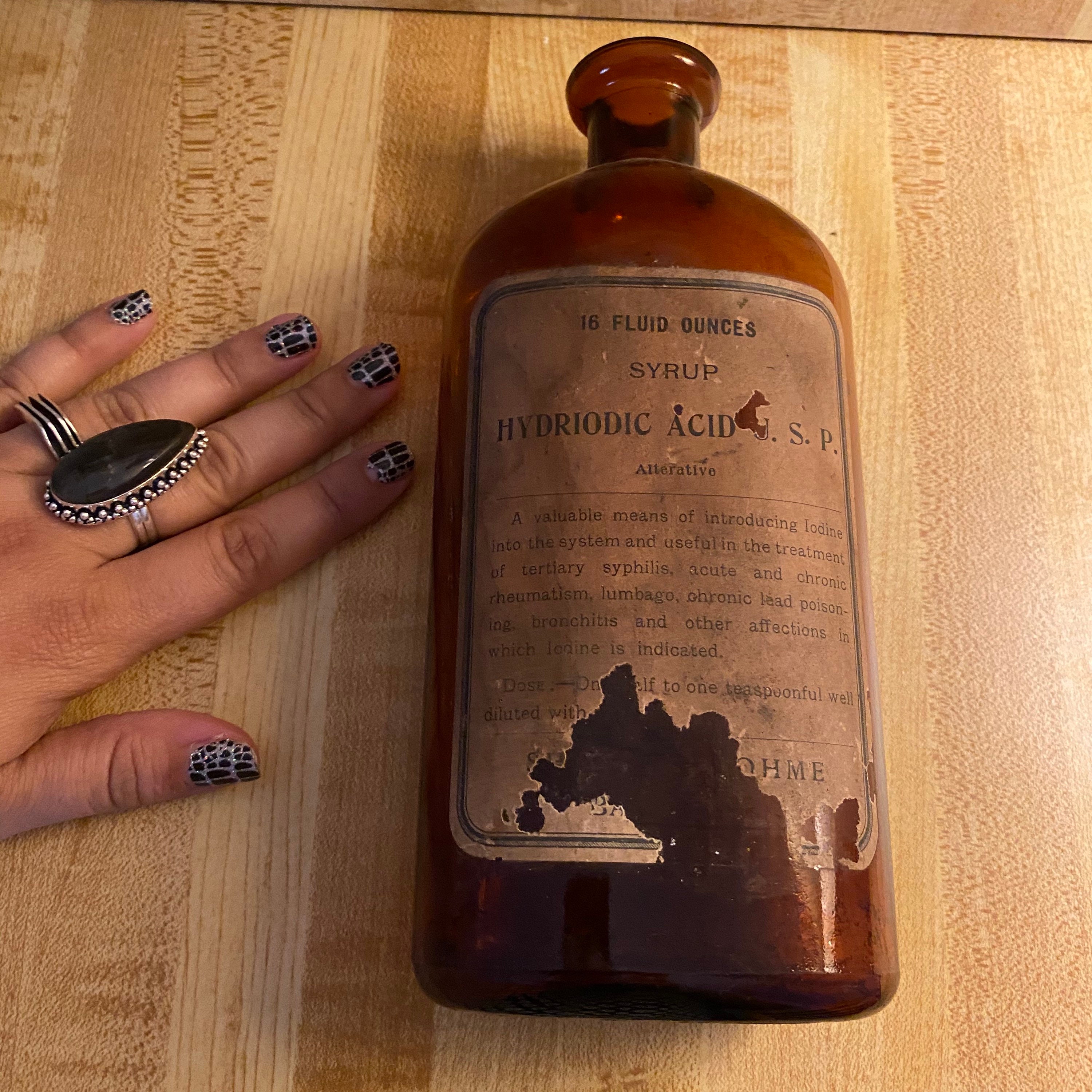 Antique Apothicary Bottle Hydrodic Acid Bottle 16 Ounces | Etsy