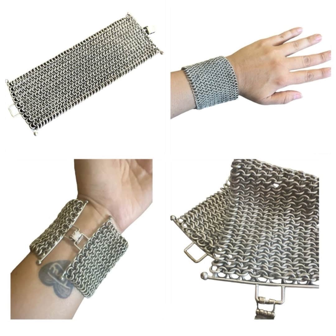 Y2K Artesian Made Wide Chainmail Bracelet, Handmade in NYC - Etsy