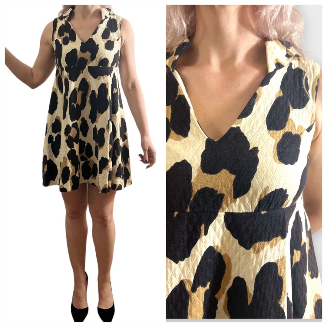 BARANGA 1960’s Mod Cow Like Print Mini Dress, Sleeveless, Small, Unique ...