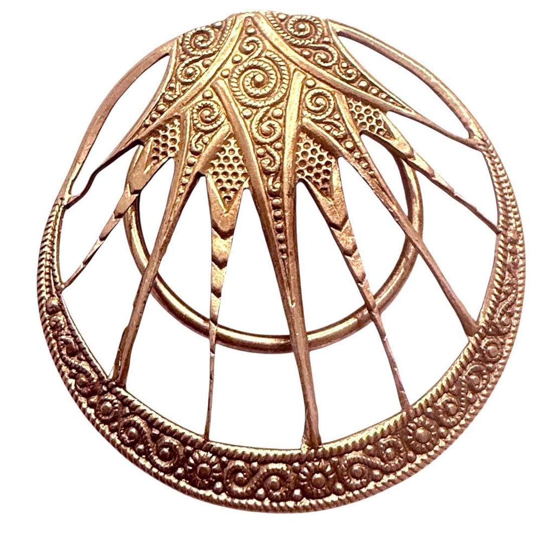 80’s Vintage Scarf Clip in Gold Tone Etched Metal, Approx 2” X 2” - Etsy
