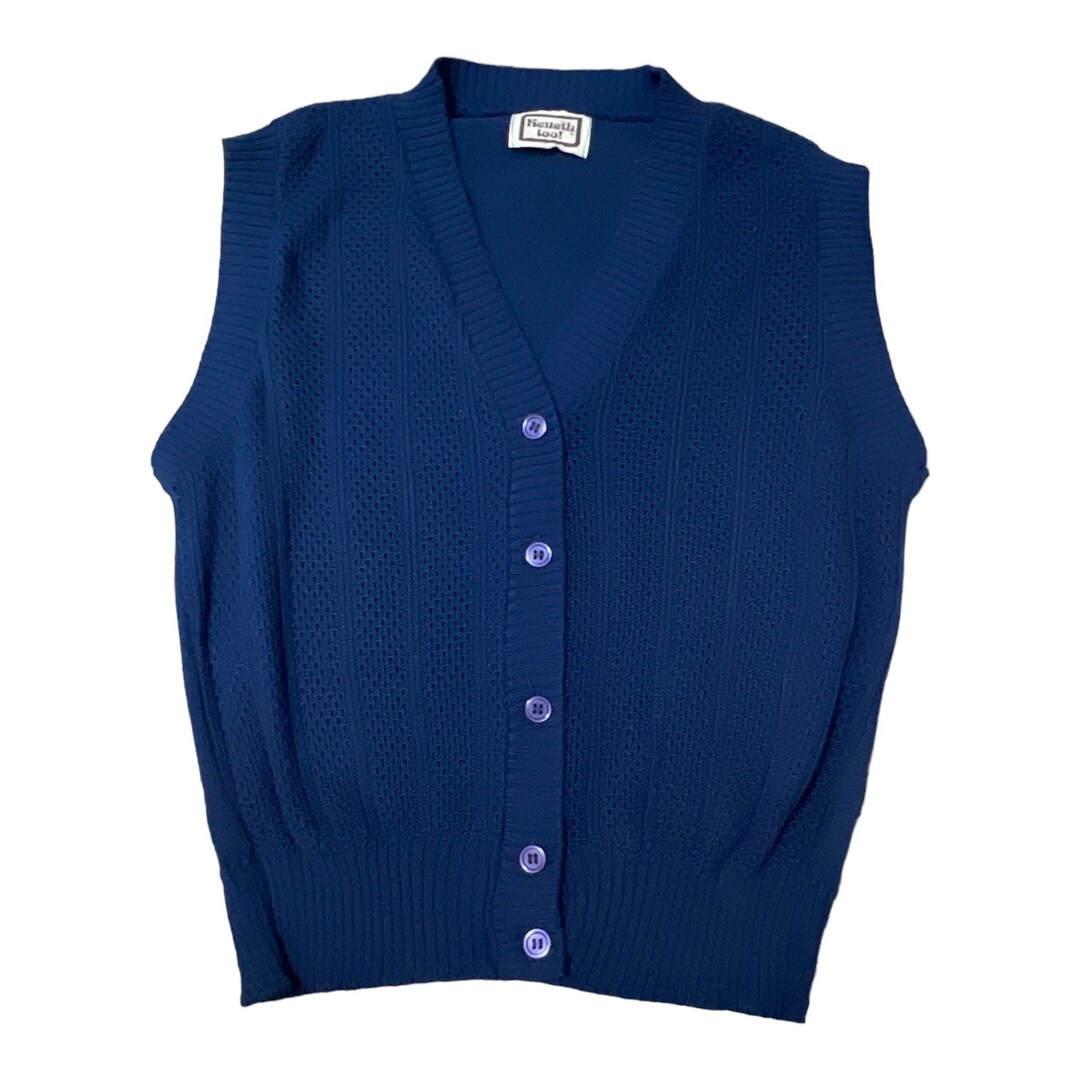 1970’s or 1980’s Kenneth Too! Blue Knit Button Down Sweater Vest ...