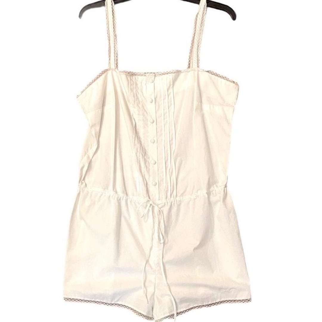 Y2K Princess Tam Tam One Piece Jumper Teddy With Lace Trim in White, Luxury Lingerie Loungewear ...