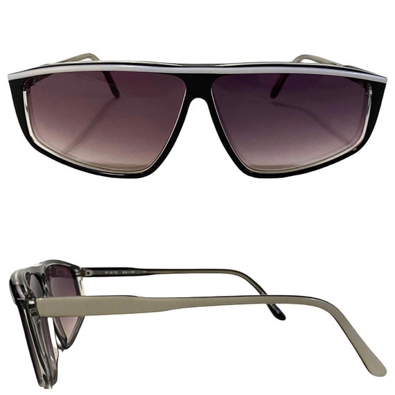 1980’s Vintage Angular Black & White Sunglasses, Dead… - Gem