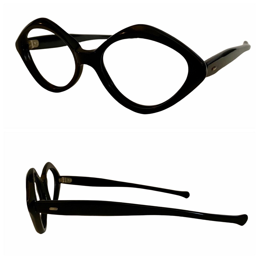 Vintage 1950’s Swanky Angular Black French Eyeglasses, Handmade in ...