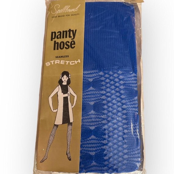 1960’s Mod Royal Blue Fishnet Net Textured Pantyhose,… - Gem