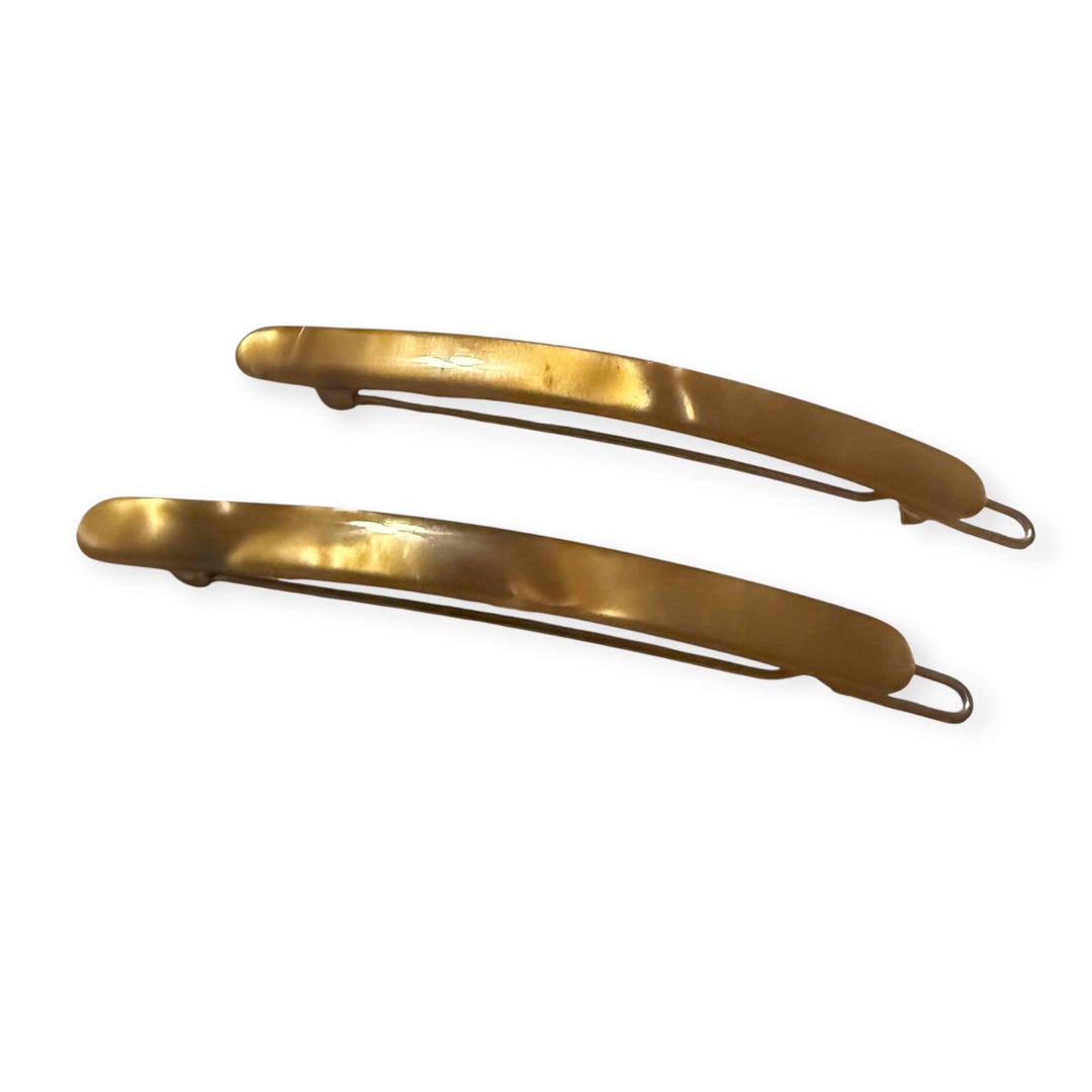 1970’s French Slim Bar Barrettes in Pearlescant Bronze, One Pair ...