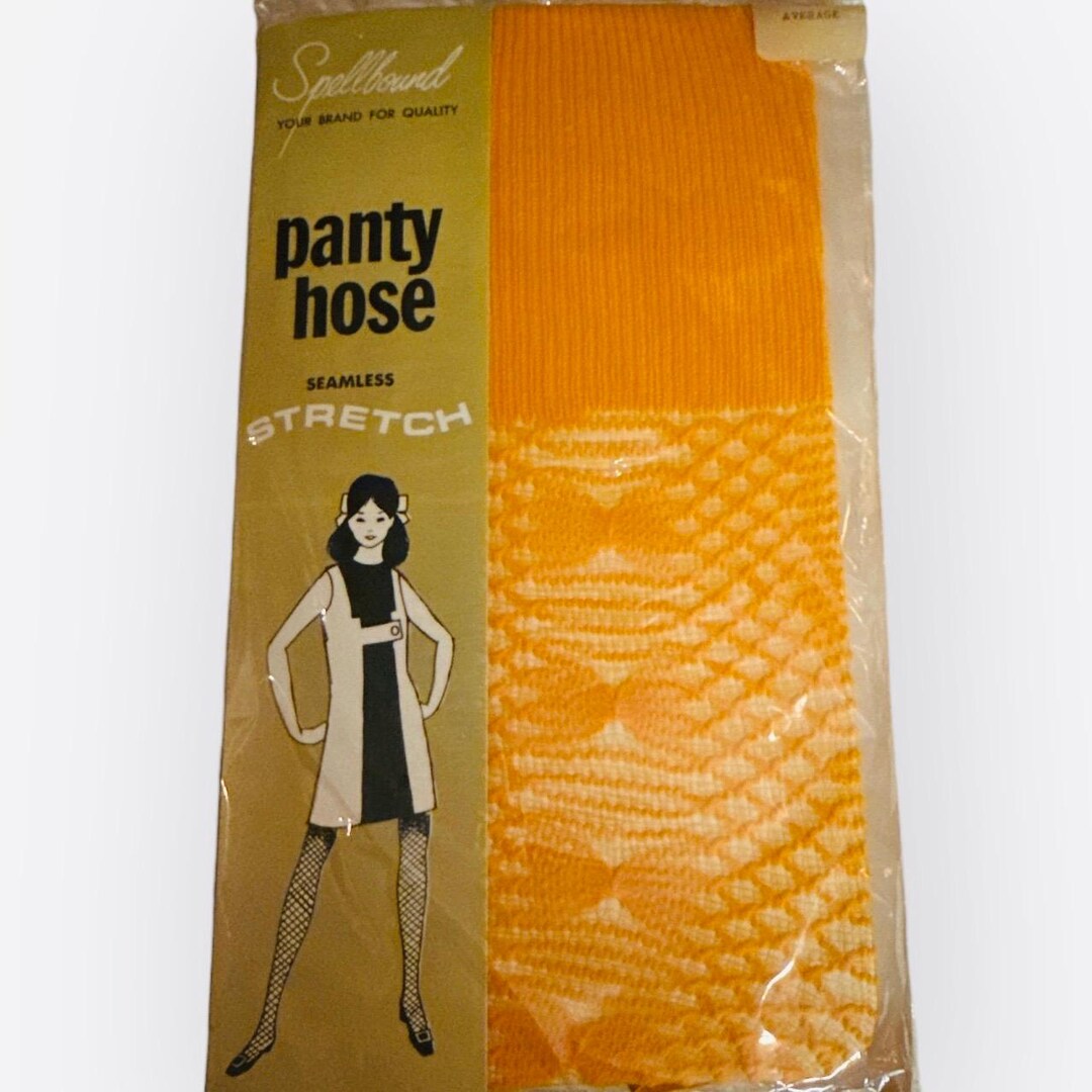 1960’s Mod Orange Fishnet Net Textured Pantyhose, Brand New, Unopened ...