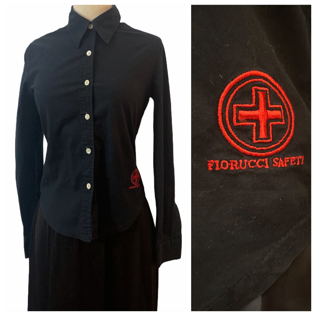 Fiorucci Vintage Safety Jeans Black Button Down Shitt, S, Vintage ...