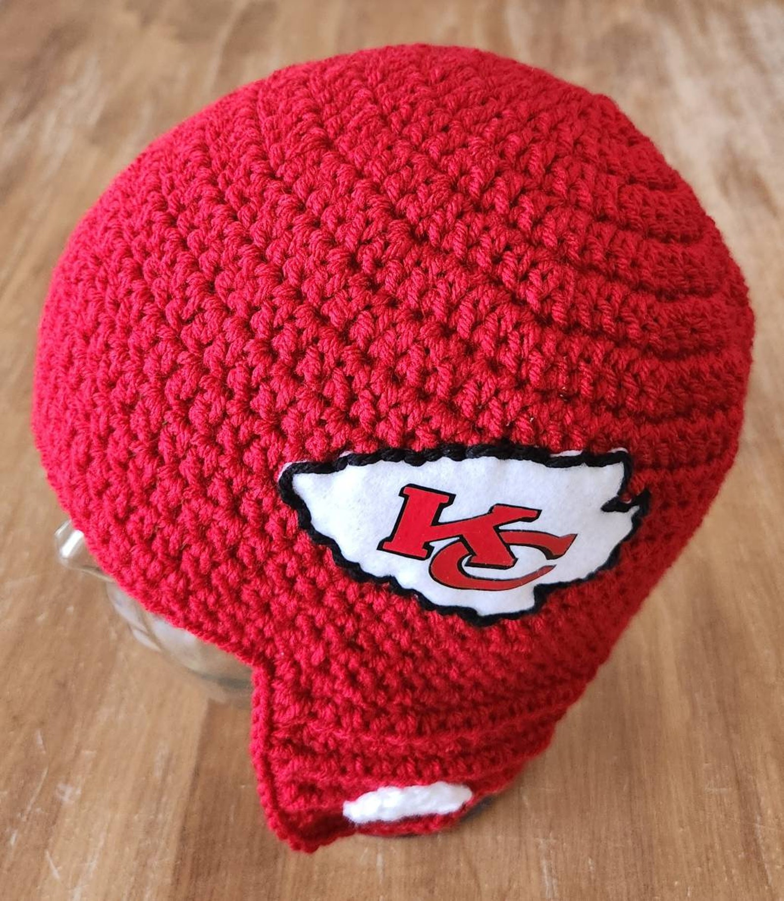 Kansas City Chiefs Inspired Football Helmet. Handmade Crochet Helmet ...