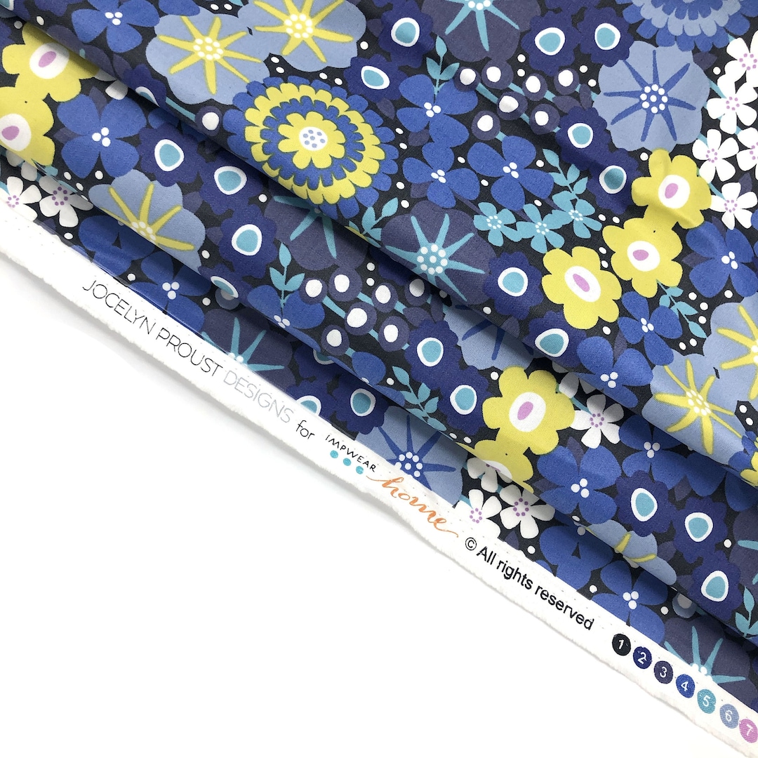 LAMINATED Cotton » Blue Floral » Blue Print Fabric | Oil Cloth by the ...
