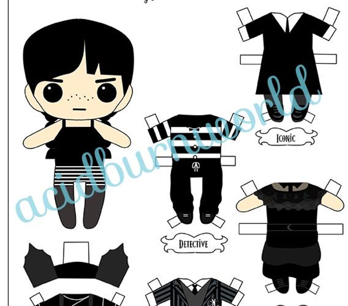 Wednesday and Enid Kawaii Version Paper Doll Printable Activity Craft ...