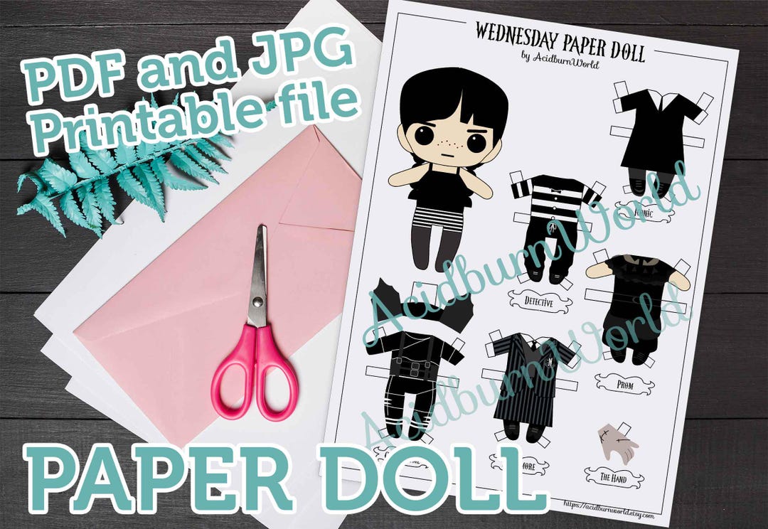 Wednesday Kawaii Version Paper Doll Printable Activity Craft Girls ...