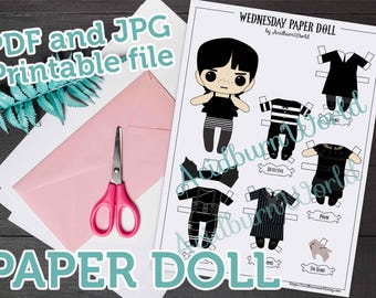 Wednesday and Enid Kawaii Version Paper Doll Printable Activity Craft ...