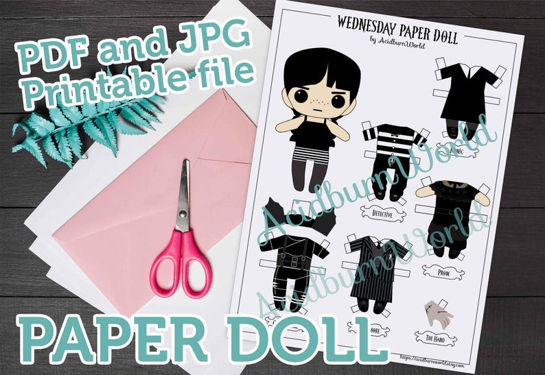 Wednesday Kawaii Version Paper Doll Printable Activity Craft Girls ...