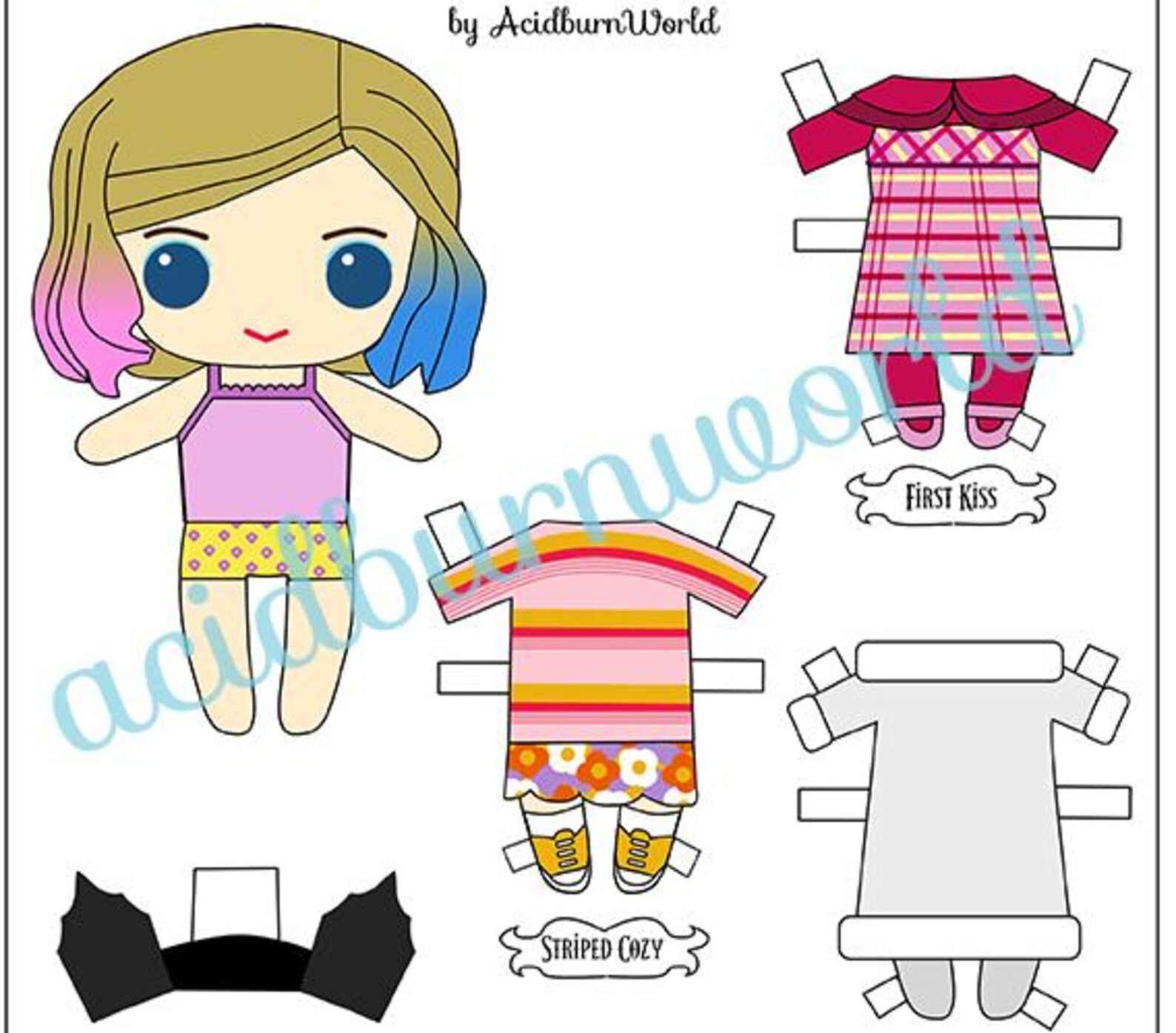 Wednesday and Enid Kawaii Version Paper Doll Printable Activity Craft ...