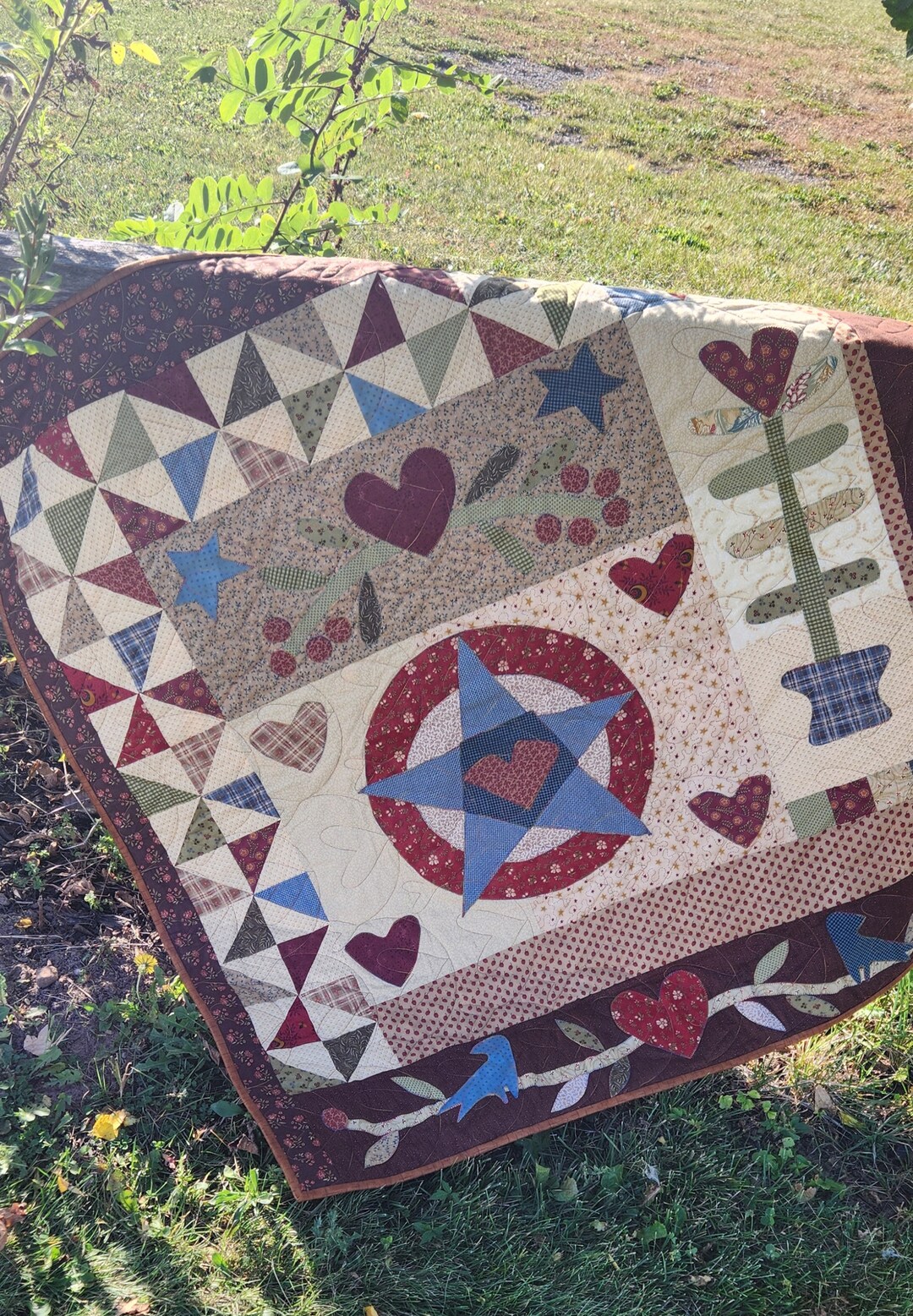 Simple Seasons Country Primitve Lap Quilt Wallhanging Handmade Ready to ...