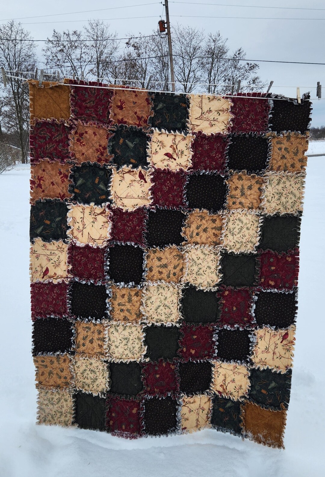 Flannel Rag Quilt Lap Twin Winter Cardinal Season Moda Flannel Handmade ...