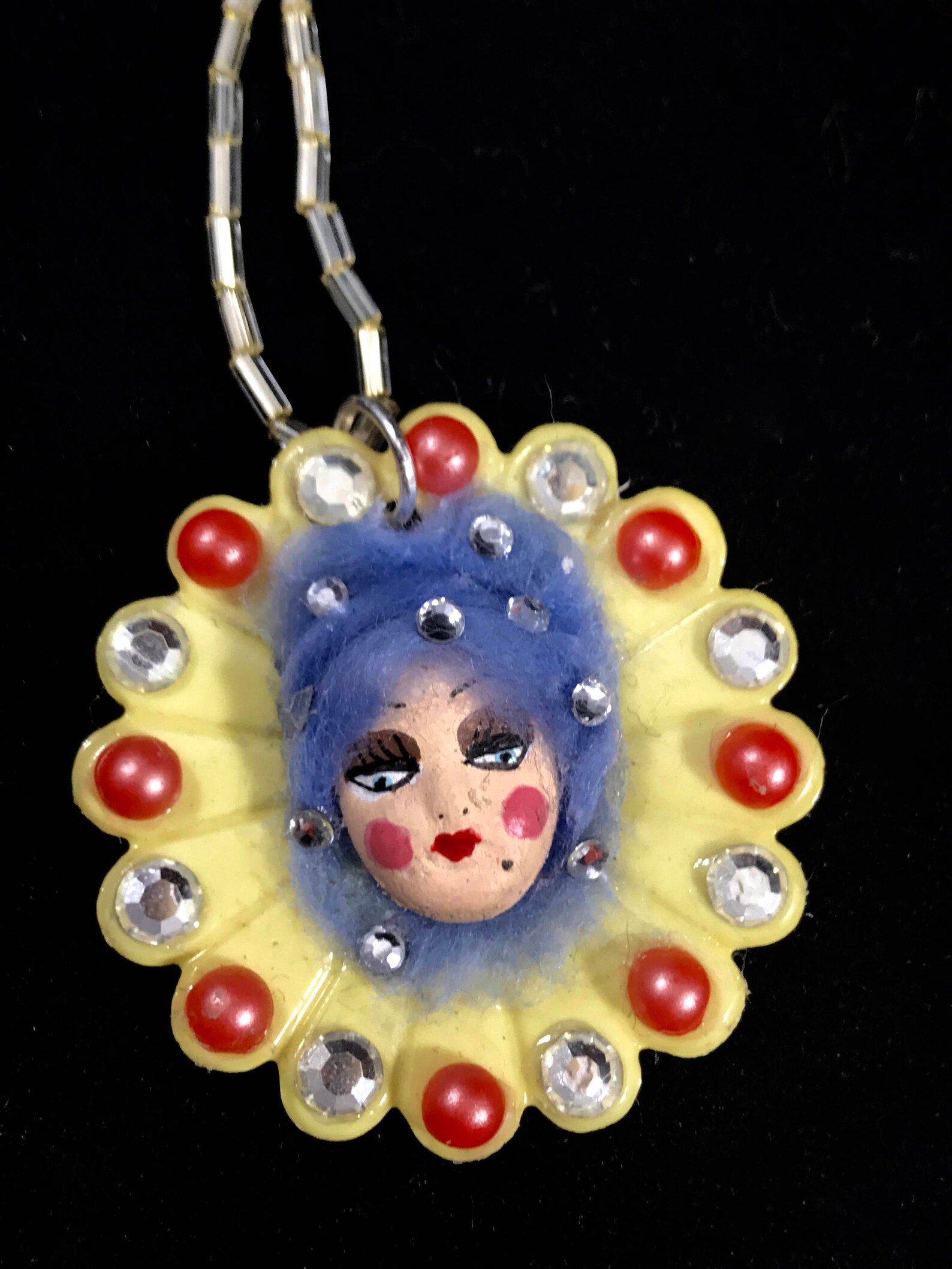 Gypsy Sunflower Necklace Bohemian Doll Faced Antique Beaded | Etsy