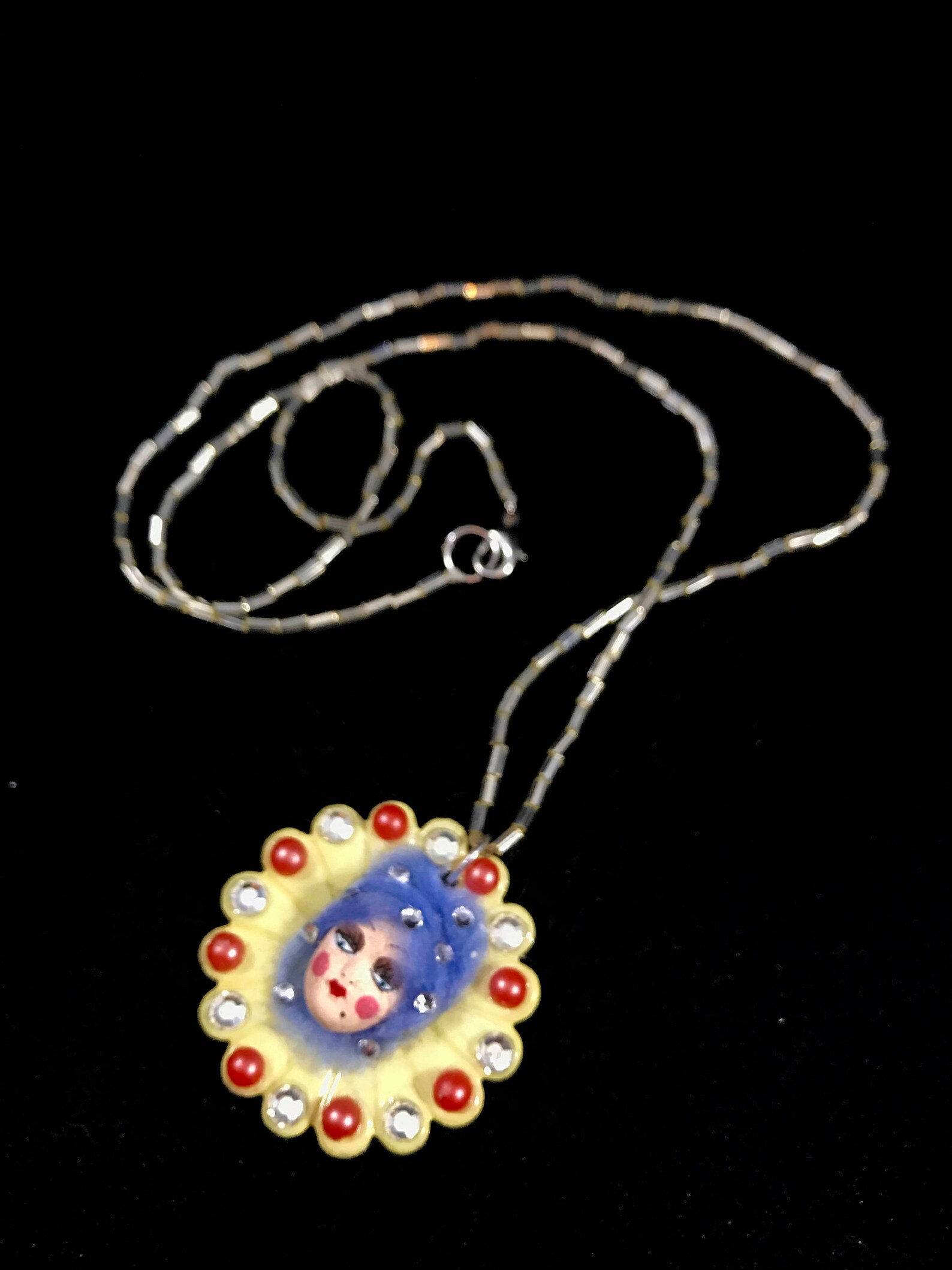 Gypsy Sunflower Necklace Bohemian Doll Faced Antique Beaded | Etsy