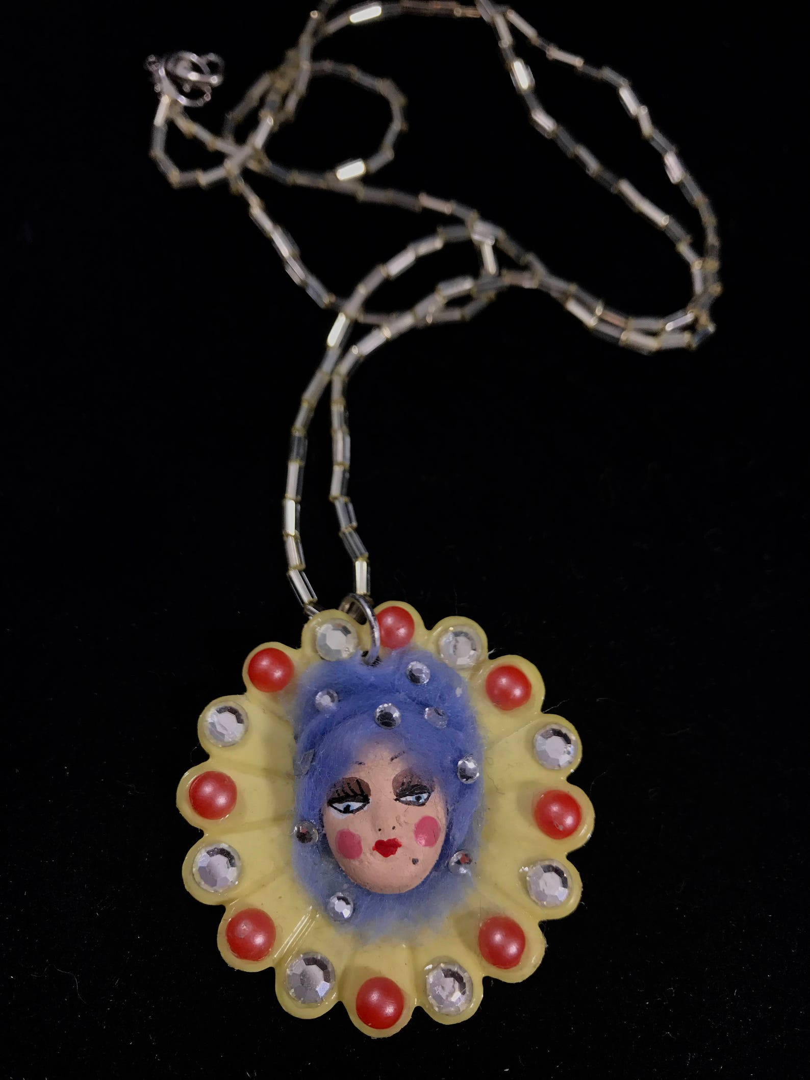 Gypsy Sunflower Necklace Bohemian Doll Faced Antique Beaded | Etsy