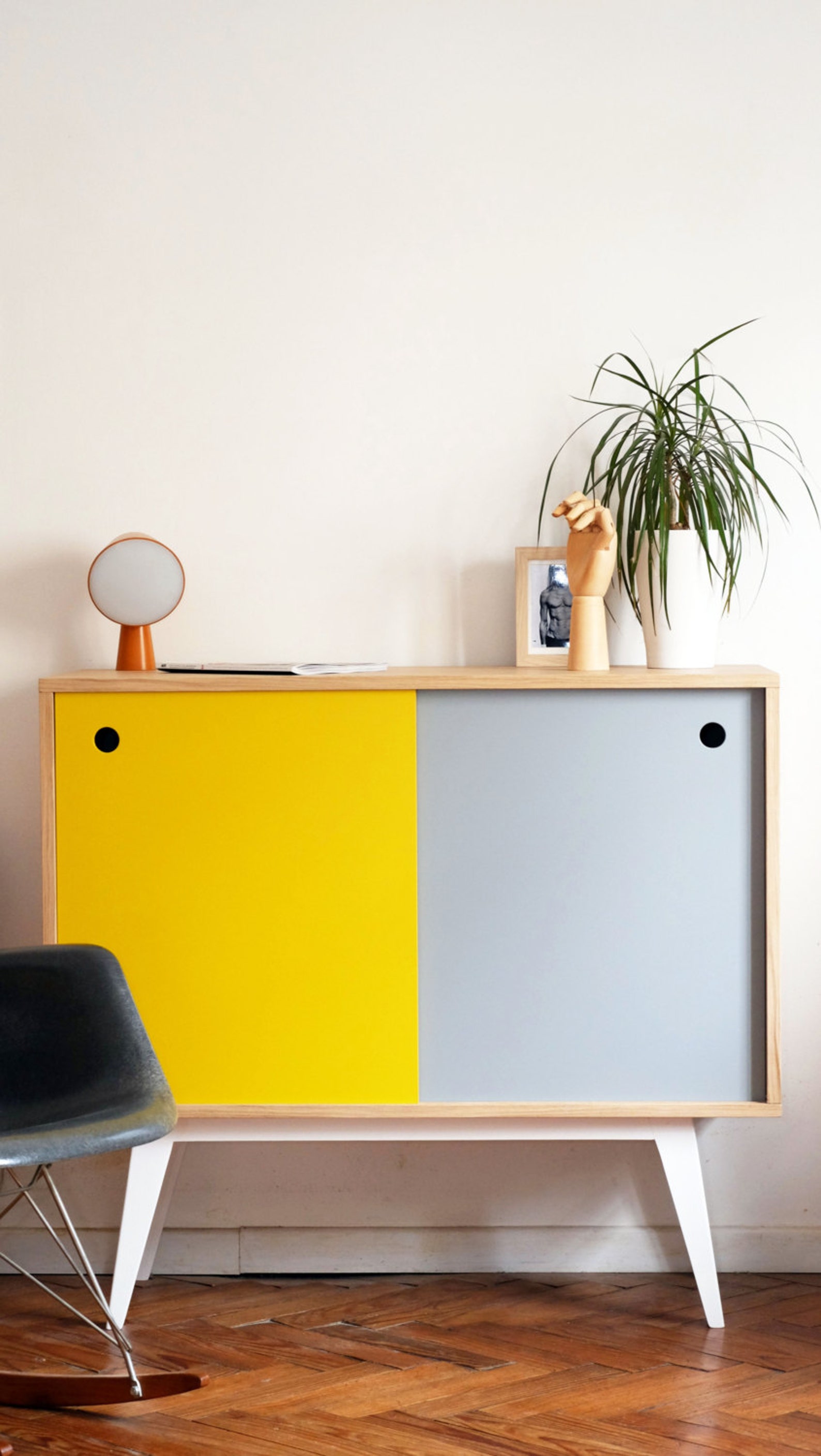 Made to Measure // Small Scandinavian Sideboard Yellow and Light Gray ...