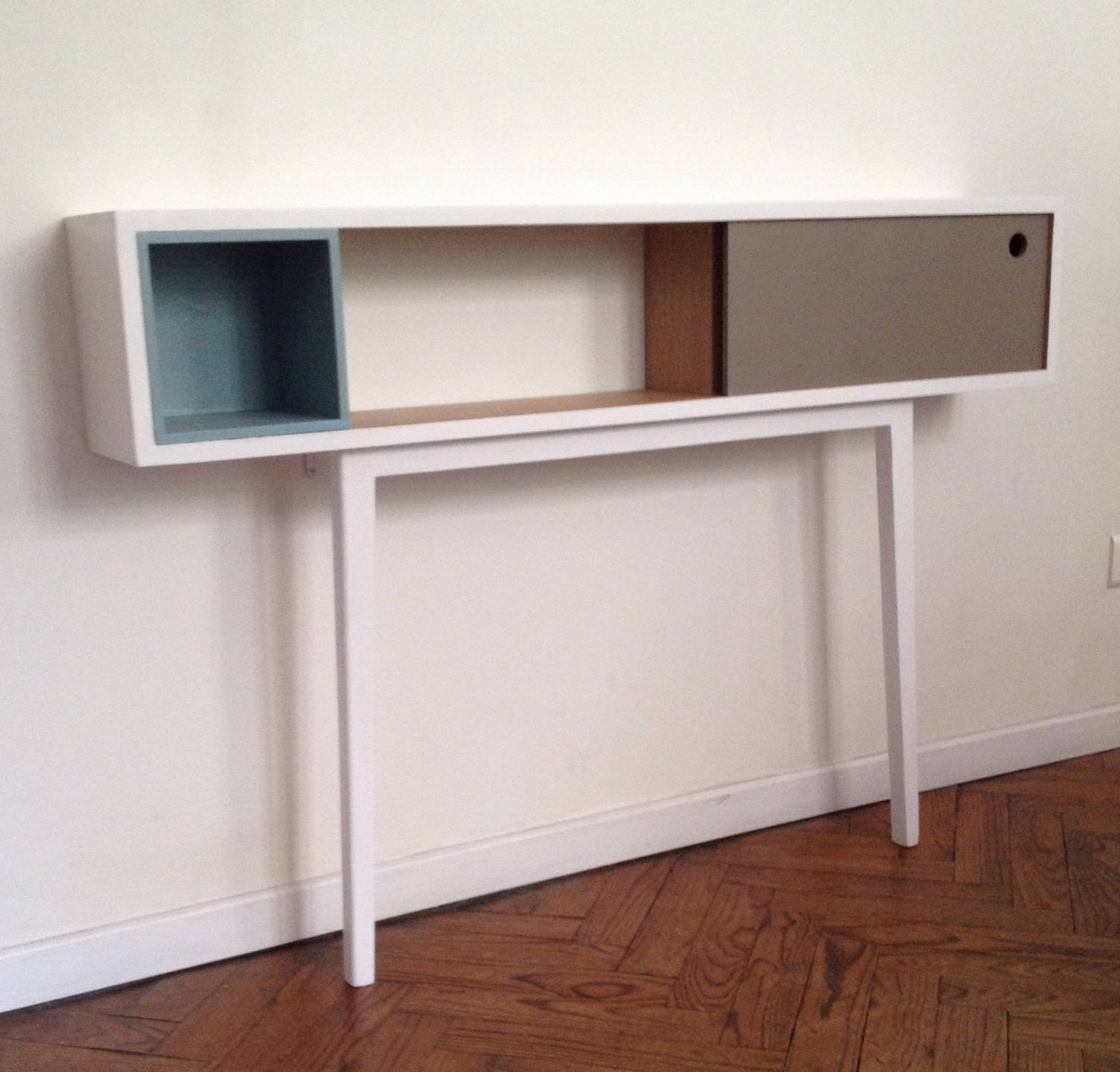 Custom Design // Design White Console With Sliding Door - Etsy