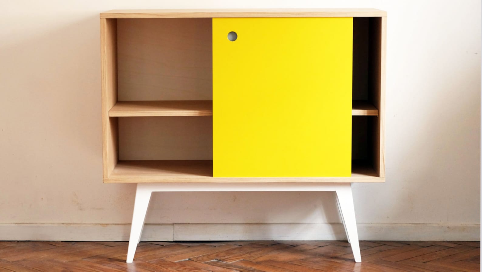 Made to Measure // Small Scandinavian Sideboard Yellow and Light Gray ...
