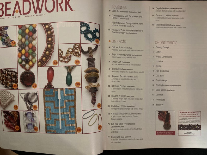 Beadwork Magazine Feb/mar 2006, Beadwork Aug/sept 2006, Bead Work Oct ...