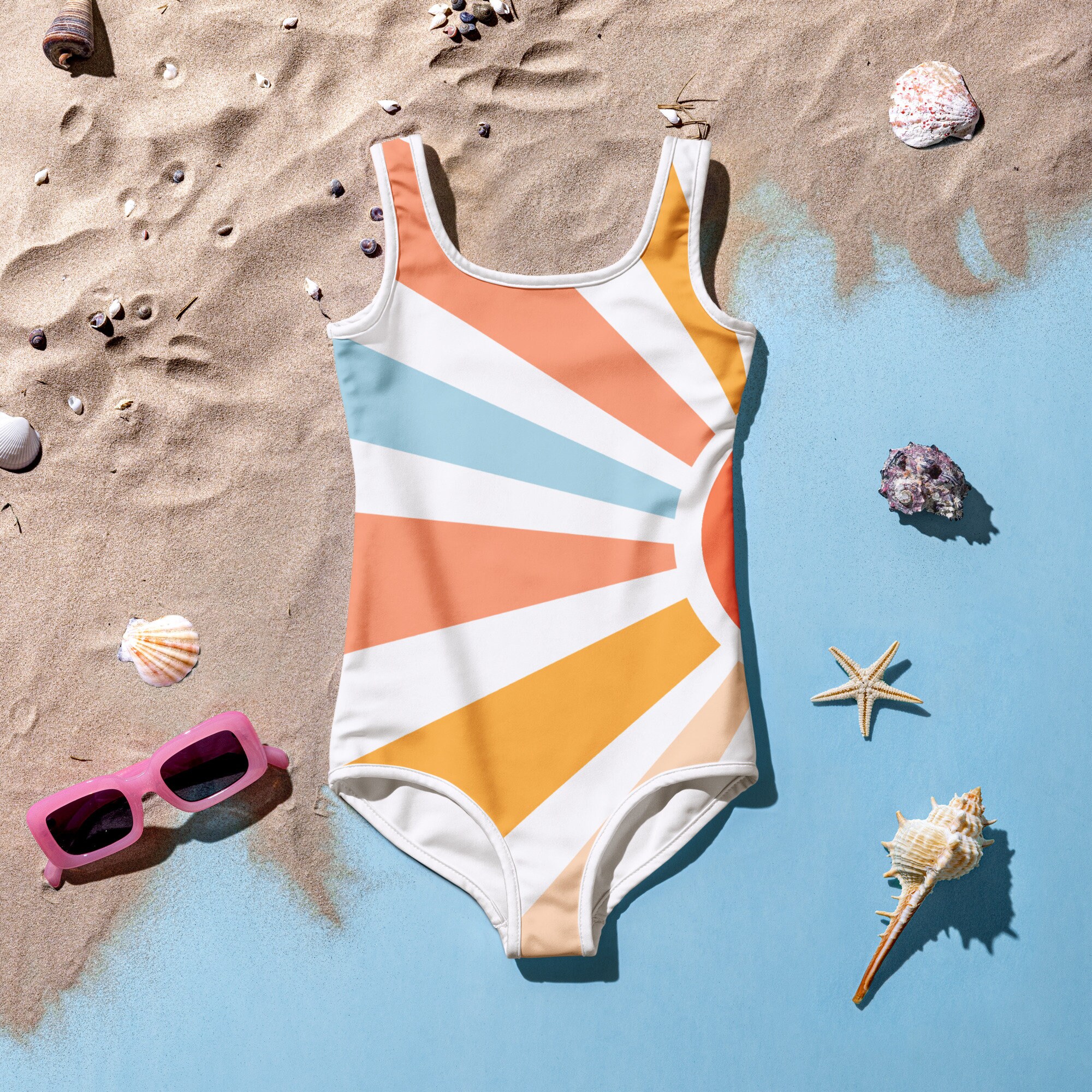 Retro Beach Vibes Girls' Swimsuit Ride the Waves in Style - Etsy