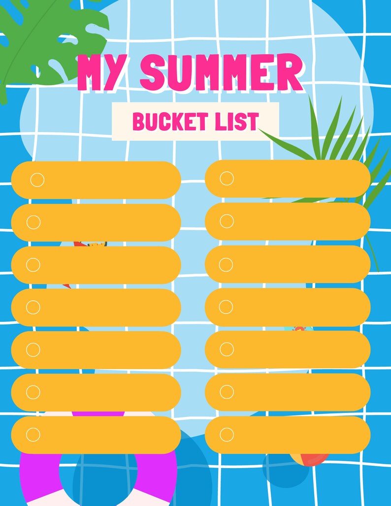 Colorful Summer Bucket List for Kids and Adults - Etsy