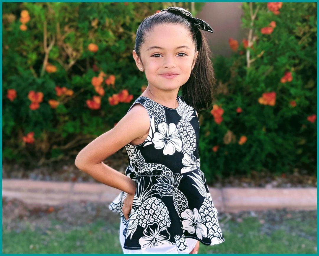 Girls Hawaiian Shirt, Pineapple Peplum Top, Island Style Luau Clothing ...