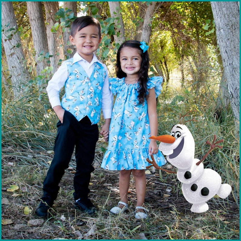 Olaf Sibling Outfit Girls Ruffle Dress Boys Olaf Vest - Etsy