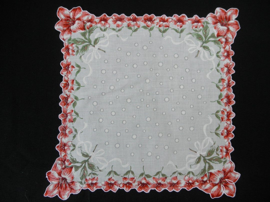 Hankie Variegated Rust Lilies Customized Stringed Edges Large Corner ...