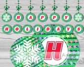 Items similar to Happy Holidays, Party Banner, green, rainbow stars ...